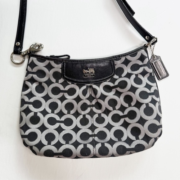 Coach | Bags | Coach Madison Signature Optic Black Silver Logo ...